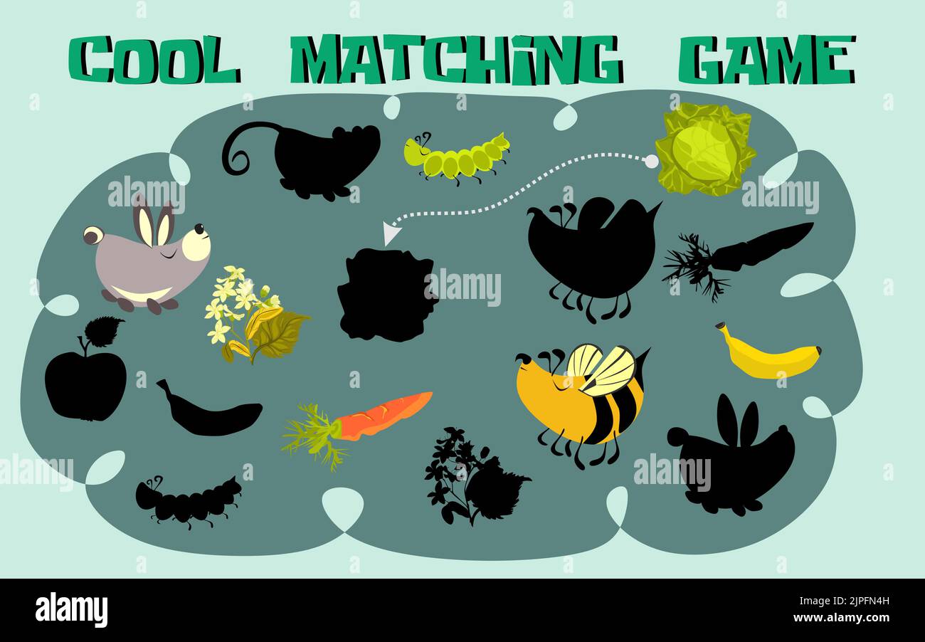 Matching game for children vector education game. Homeschooling ...