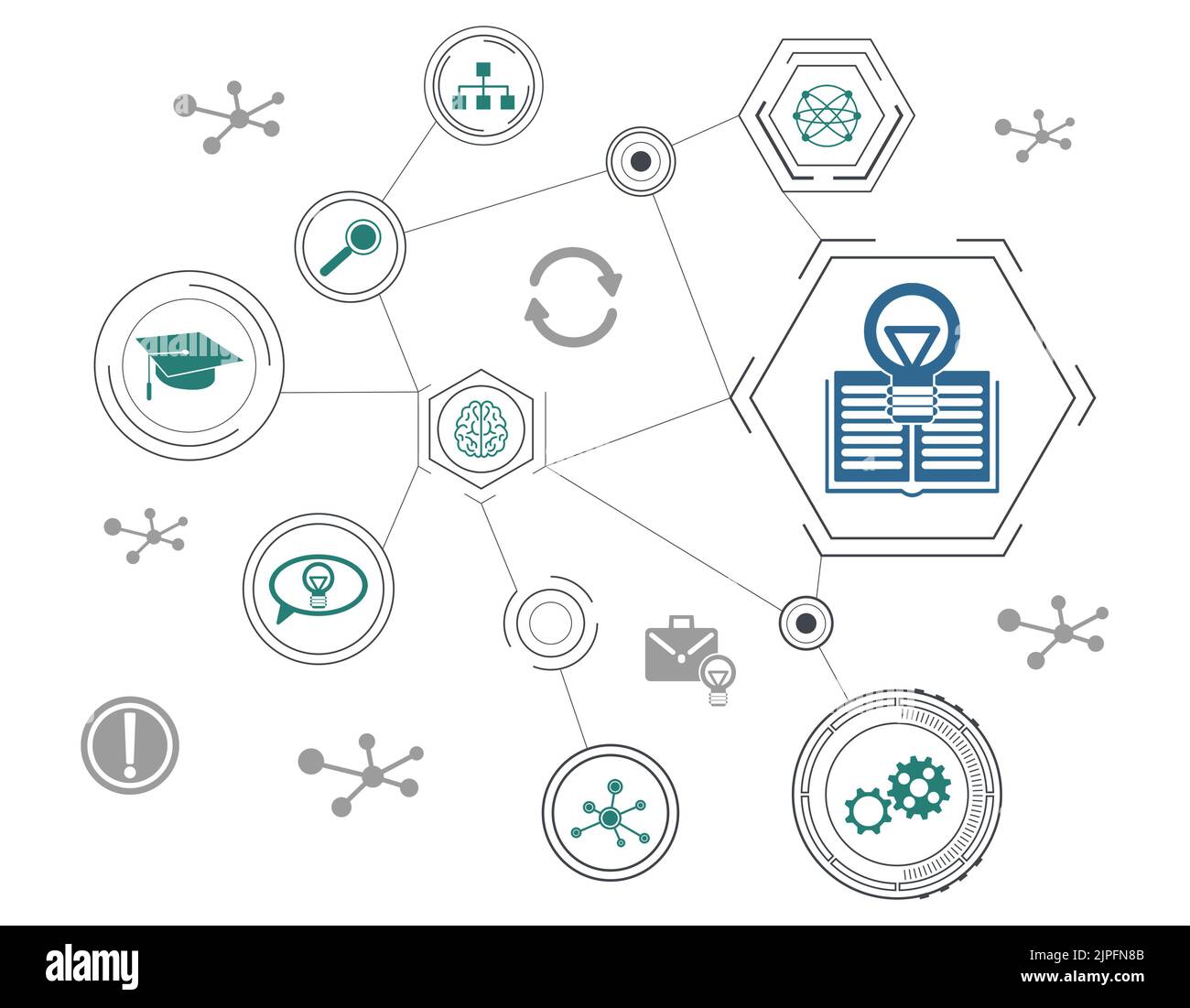 Concept of knowledge with connected icons Stock Photo - Alamy