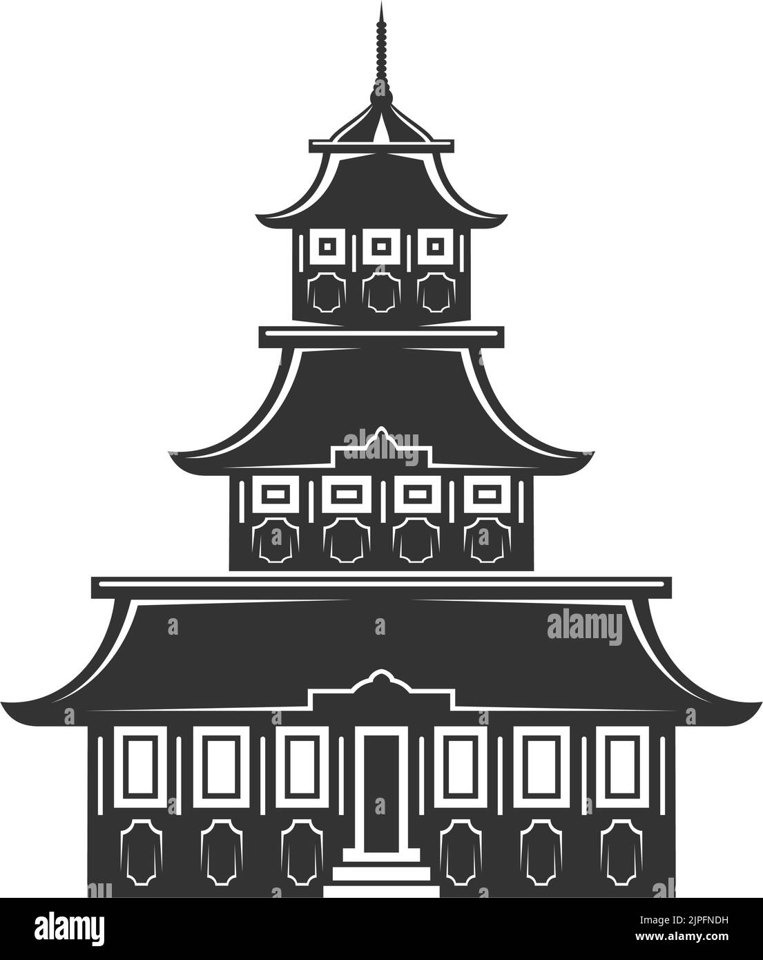 Chinese pagoda tower isolated religious building. Vector Stock Vector ...