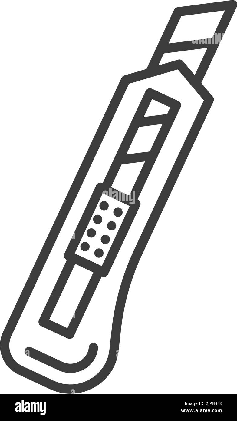 Stationery knife isolated utility paper cutter outline icon. Vector ...