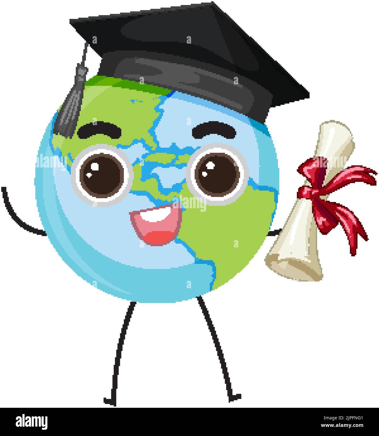 Earth globe wearing graduation hat illustration Stock Vector Image ...