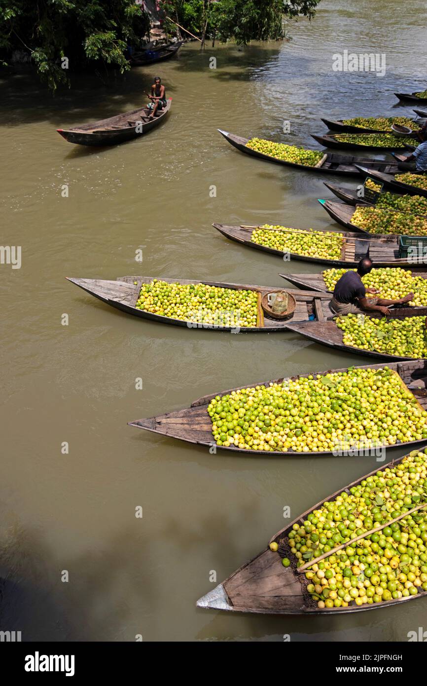 Barisal, Barisal, Bangladesh. 18th Aug, 2022. A Floating Guava market ...