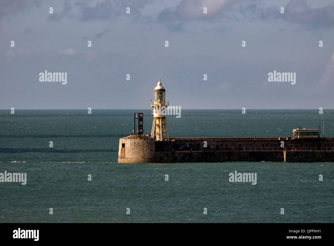 DOVER, UK - AUGUST 09, 2022: Admiralty Pier Light house at the entrance ...