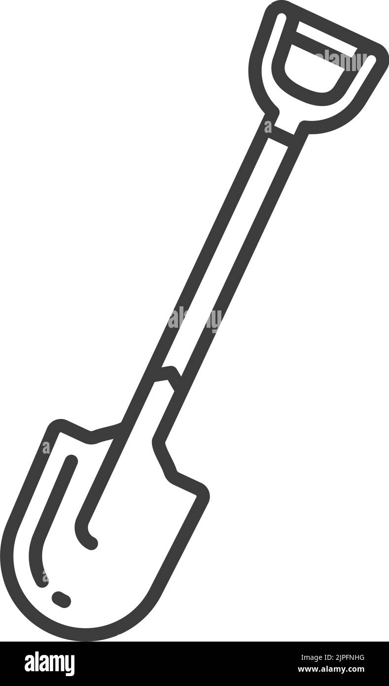 Digging tool isolated shovel spade outline icon. Vector trowel with ...