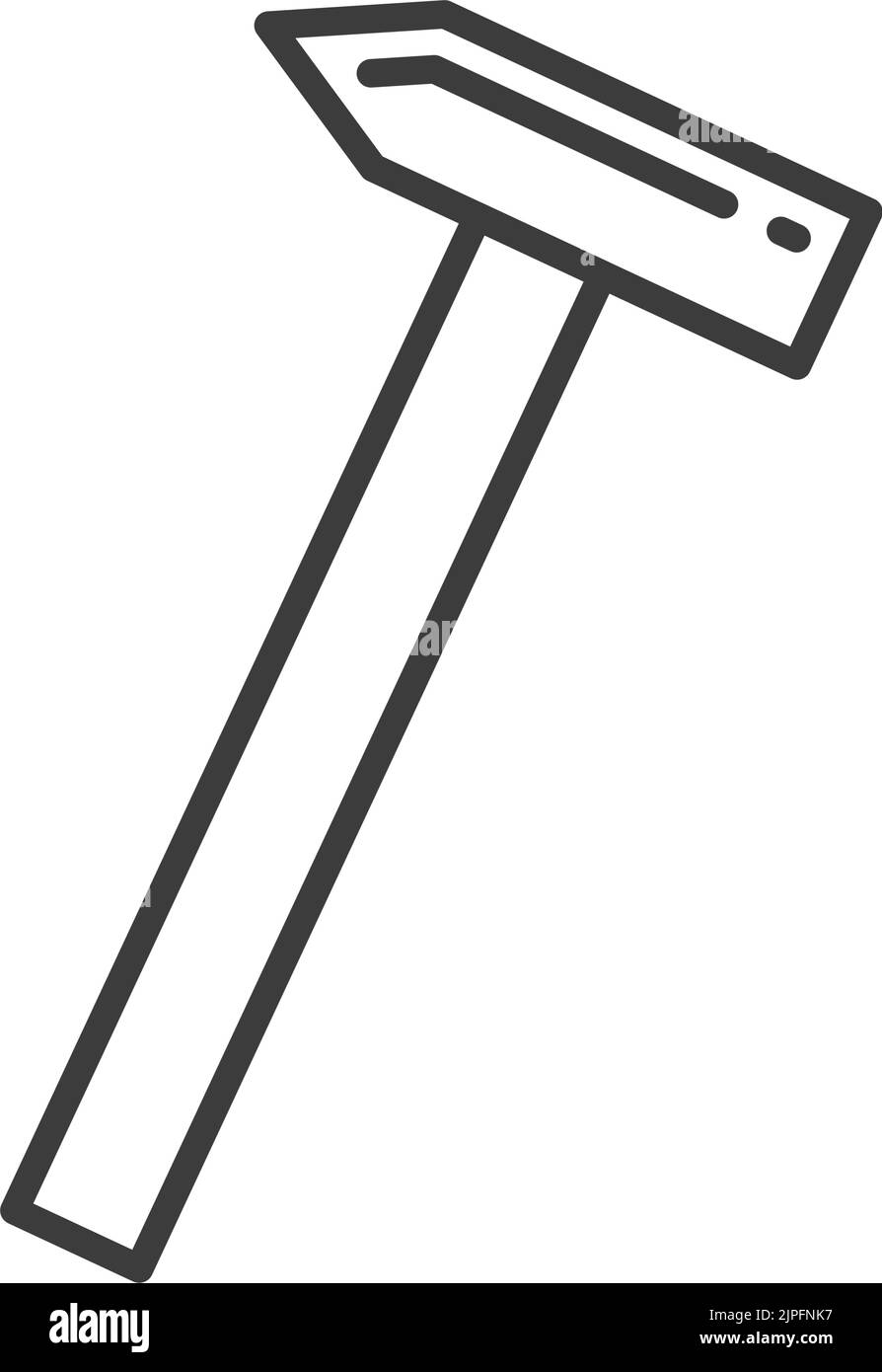 Carpenter or repair tool isolated hammer outline linear icon. Vector ...