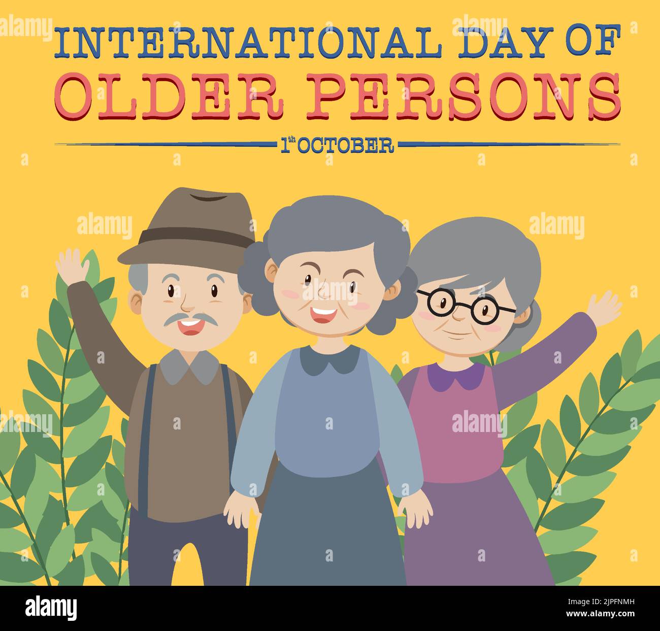 International day of older persons poster design illustration Stock ...