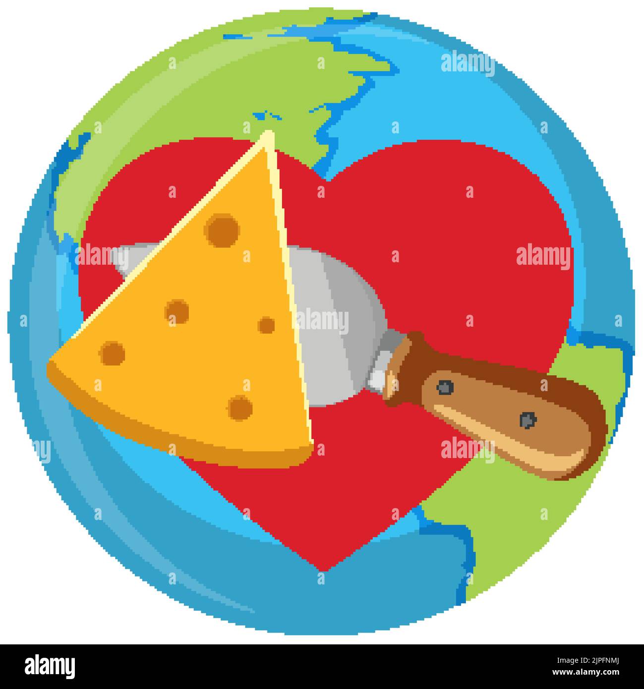A piece of cheese on earth isolated illustration Stock Vector Image ...
