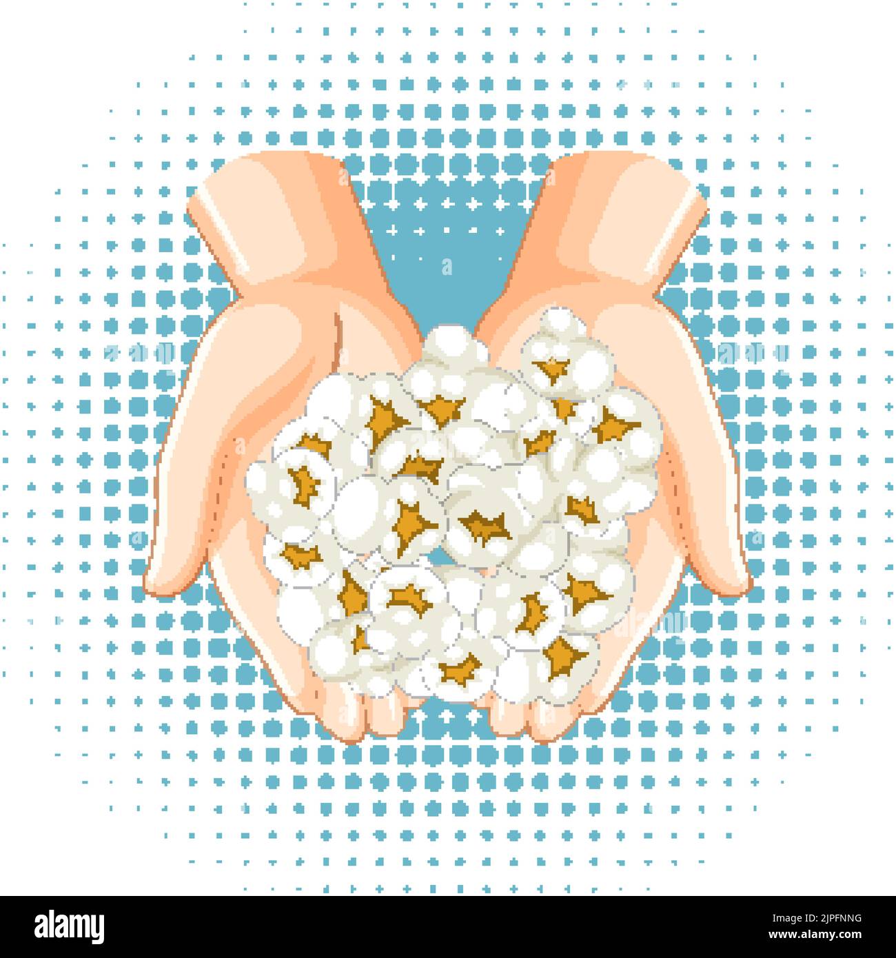 Popcorn on human hands illustration Stock Vector Image & Art - Alamy