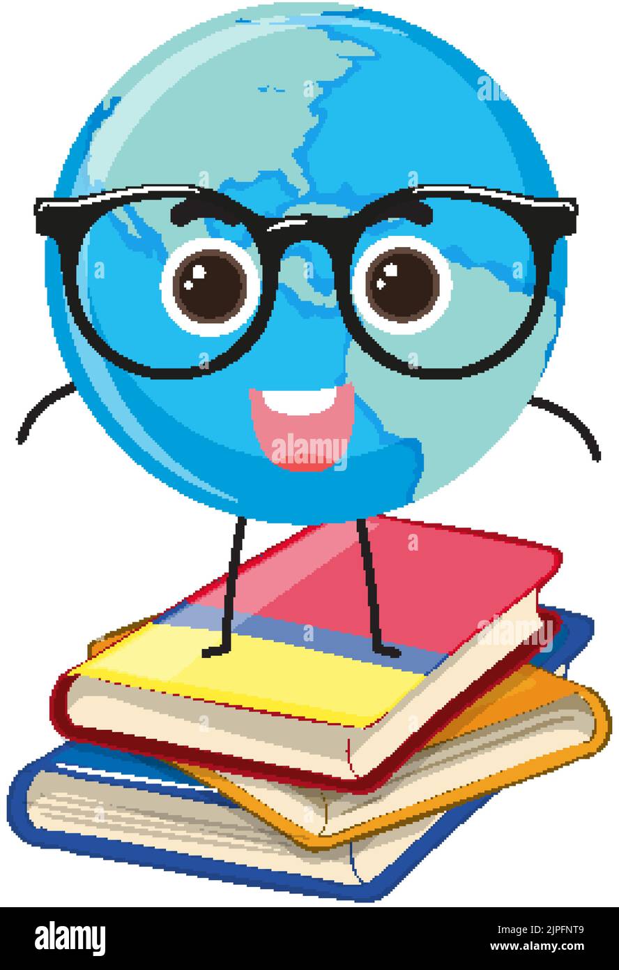 Earth globe on stack of books illustration Stock Vector Image & Art - Alamy