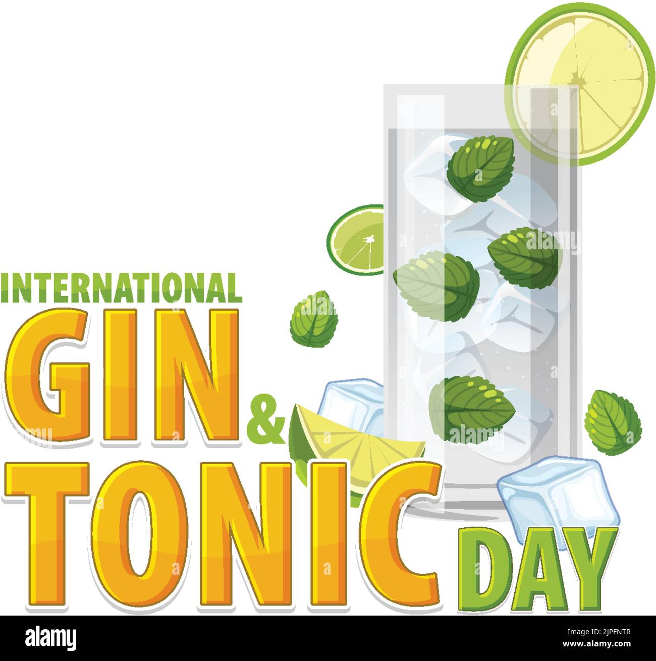 International Gin And Tonic Day Banner Design illustration Stock Vector ...