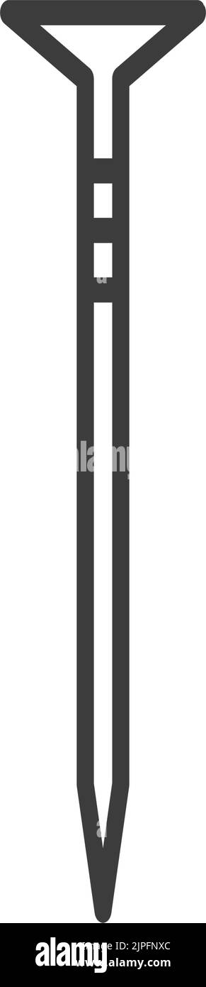 Pin shaped fastener flathead on top linear sign. Metal nail isolated ...