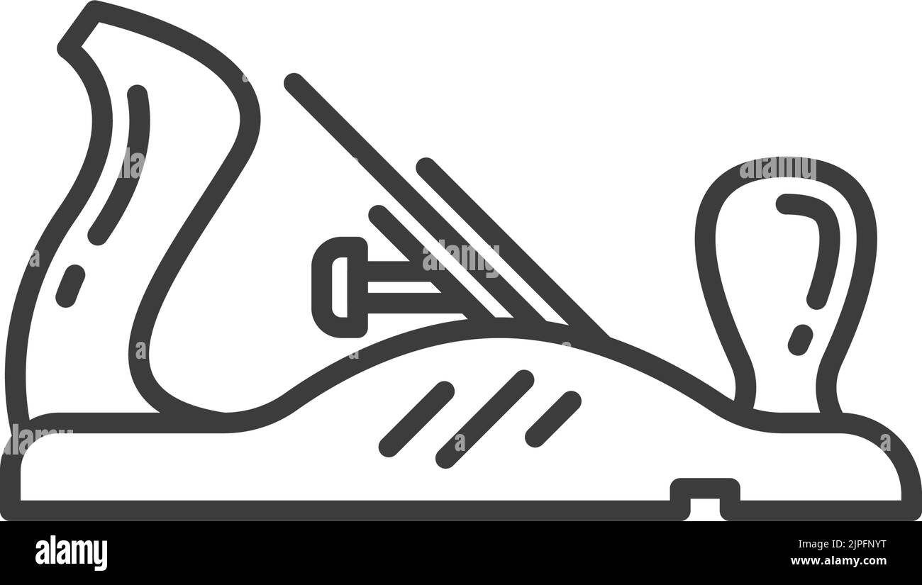 Plane instrument isolated smoothing carpenter tool outline icon. Vector ...