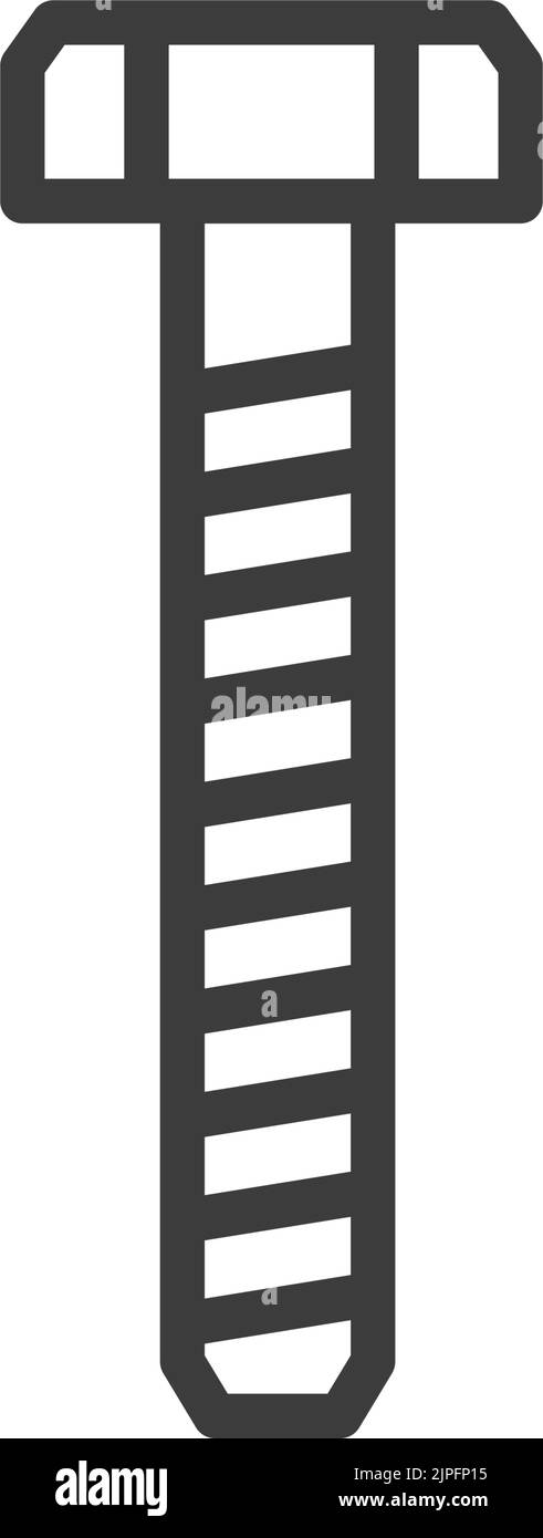 Metal lag screw isolated outline linear fastener. Vector bolt with ...