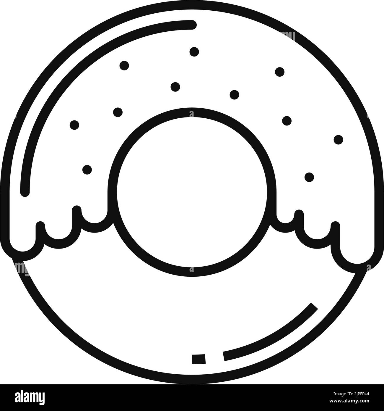Donut with sprinkles, topping isolated outline icon. Vector iced glazed ...