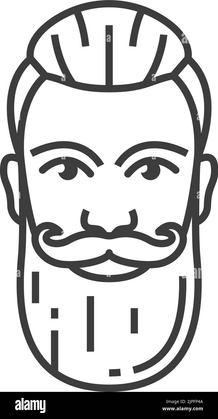 Retro male hair style isolated man head with beard and moustaches ...
