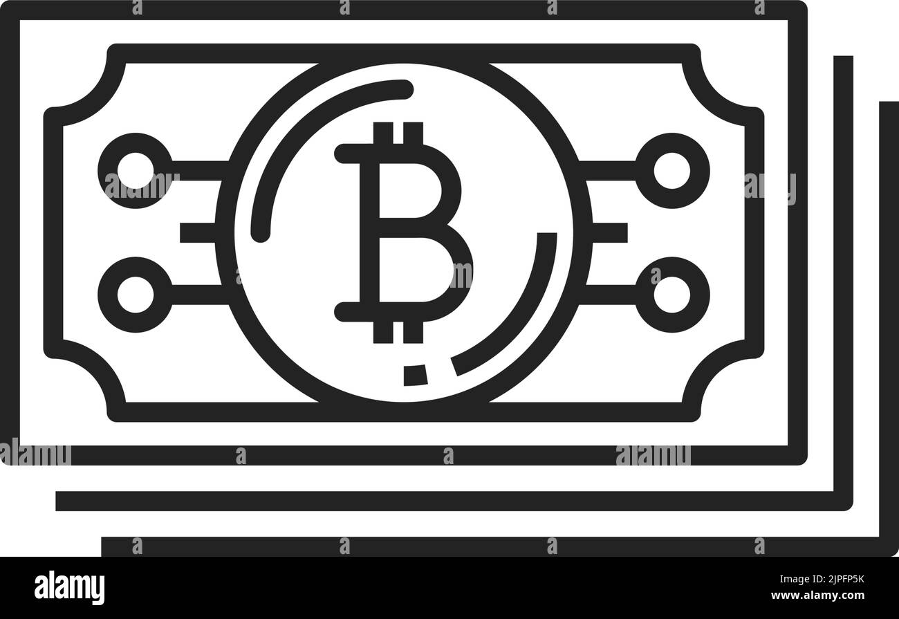 Bitcoin paper money banknotes with digital currency sign isolated ...