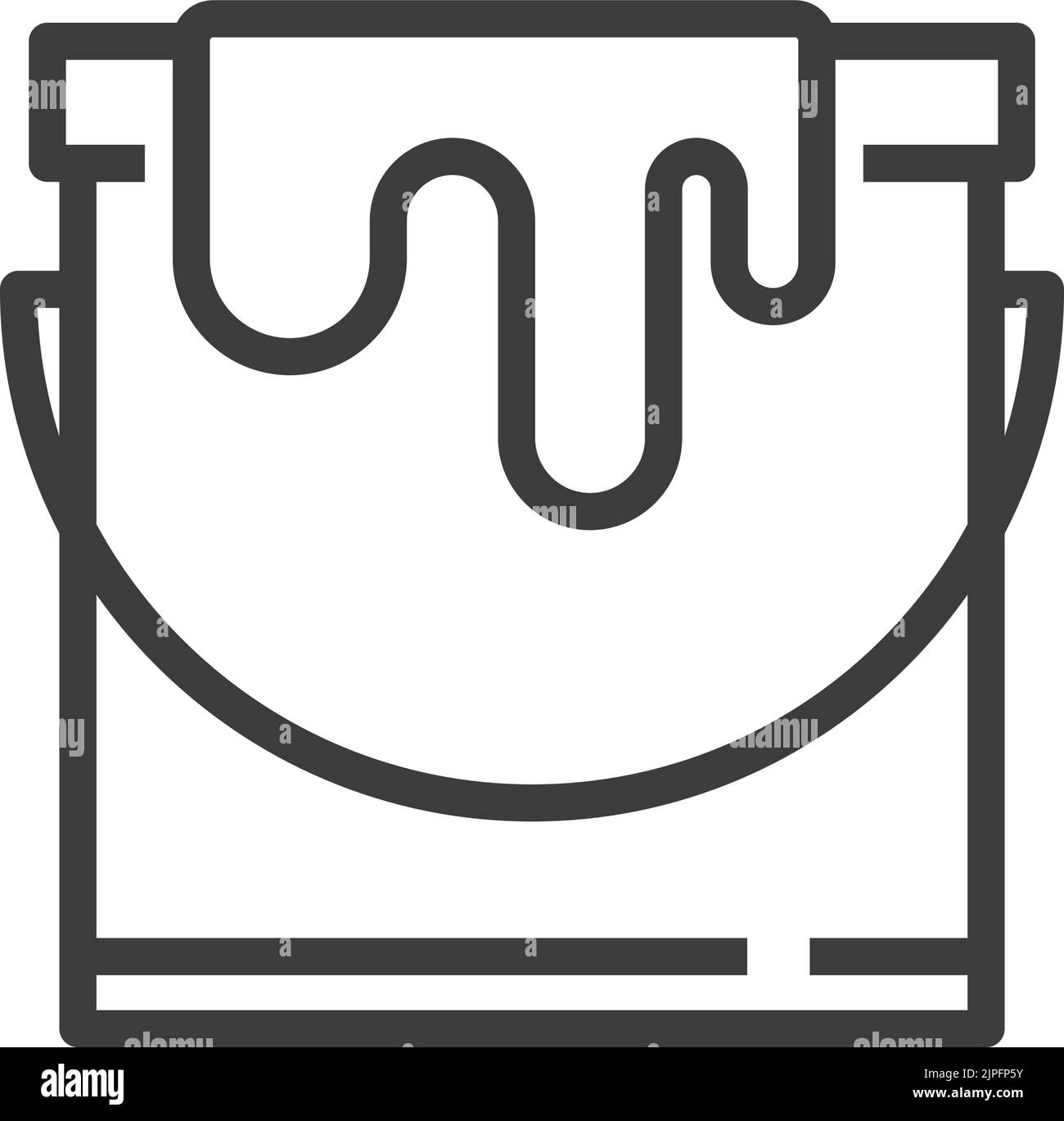 Tin of paint isolated open can outline icon. Vector gallon bucket with ...