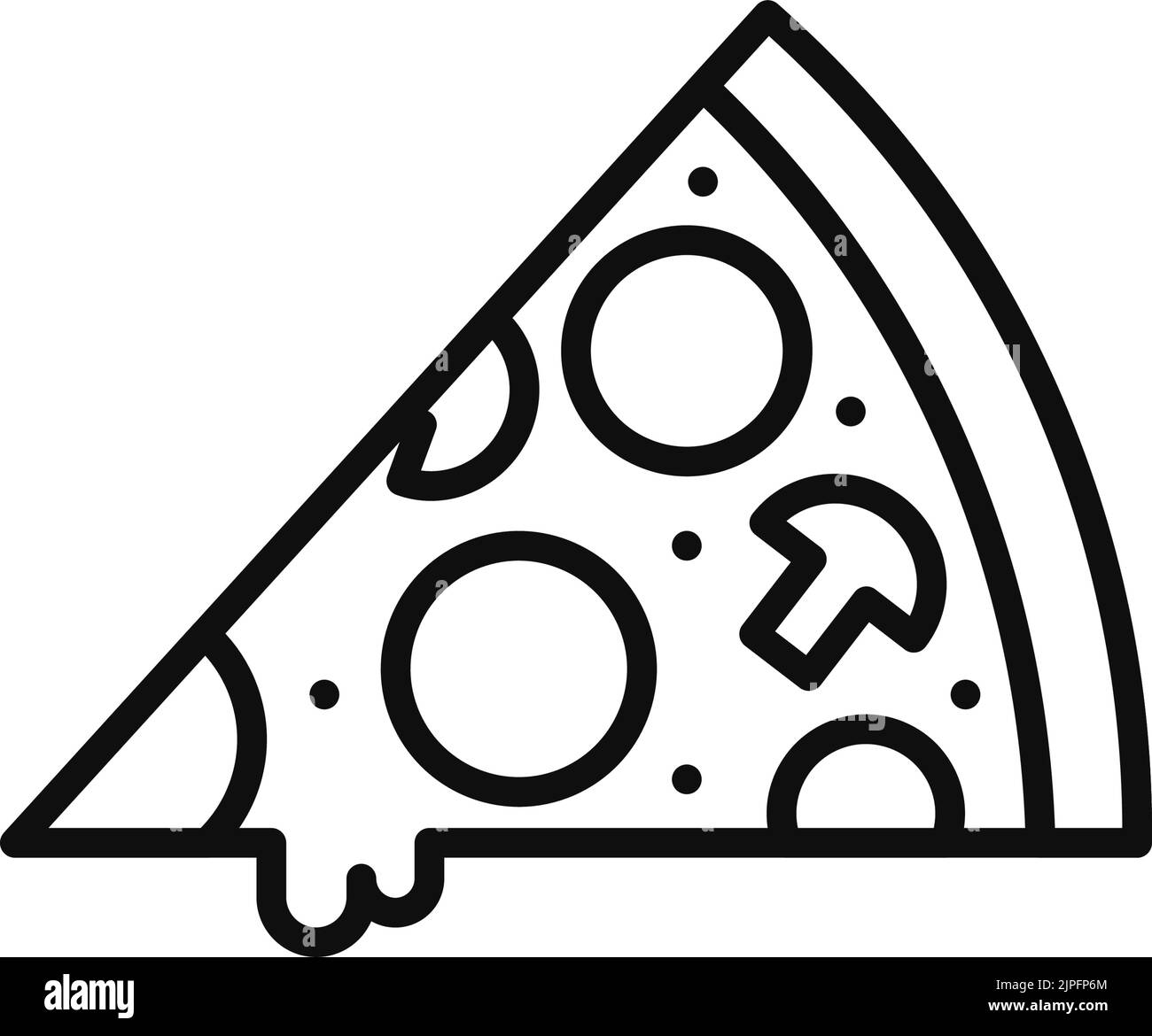 Cheese pizza isolated snack outline icon. Vector Italy cuisine dish ...