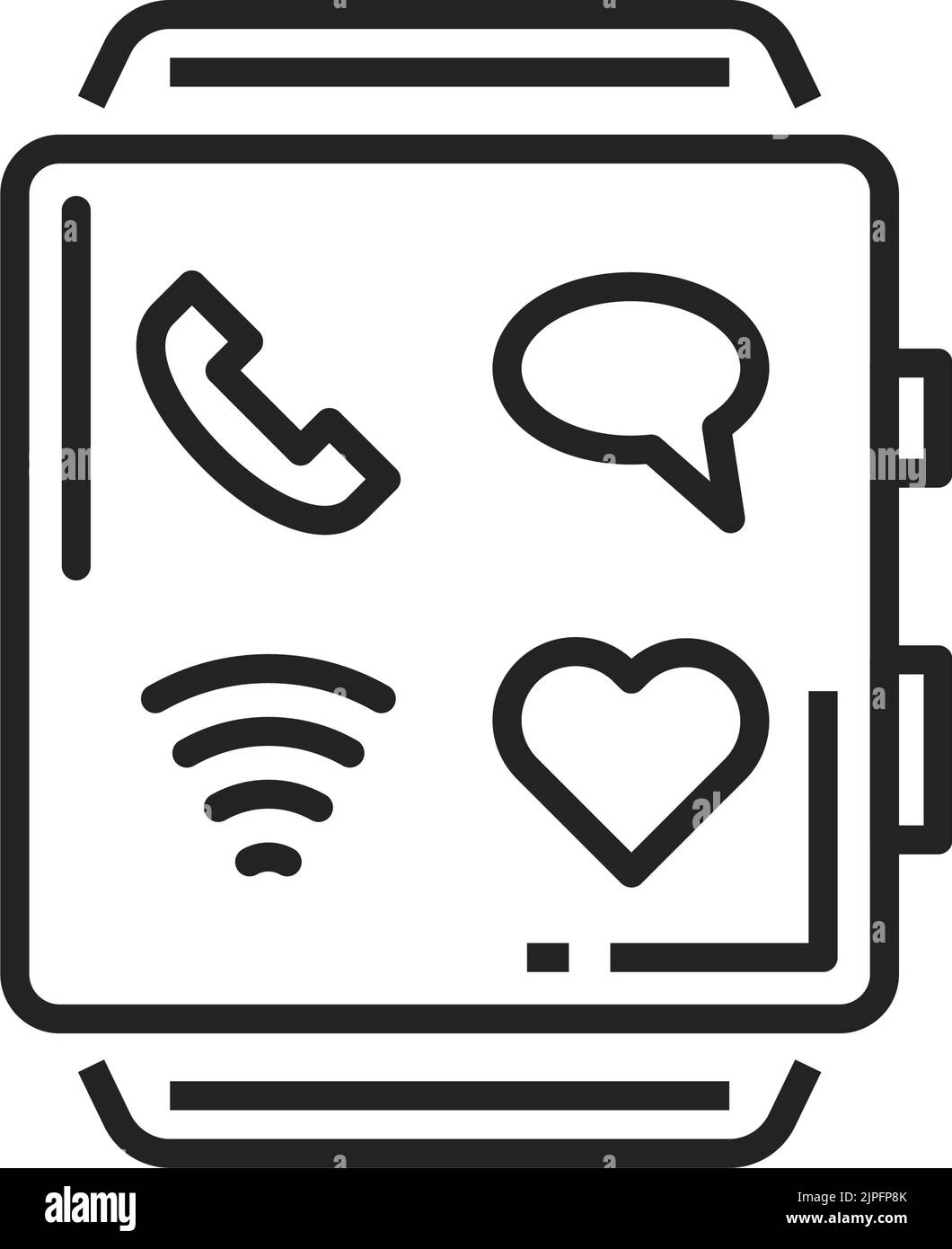 Smartphone emoji speech bubbles with line art icons of wifi access ...