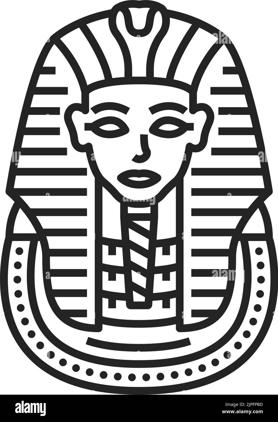 Egypt Pharaoh Tutankhamun burial mask isolated outline vector icon ...