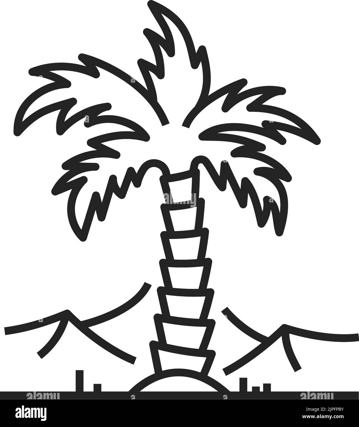 Palm tree in Giza near Egyptian pyramids isolated outline vector icon ...