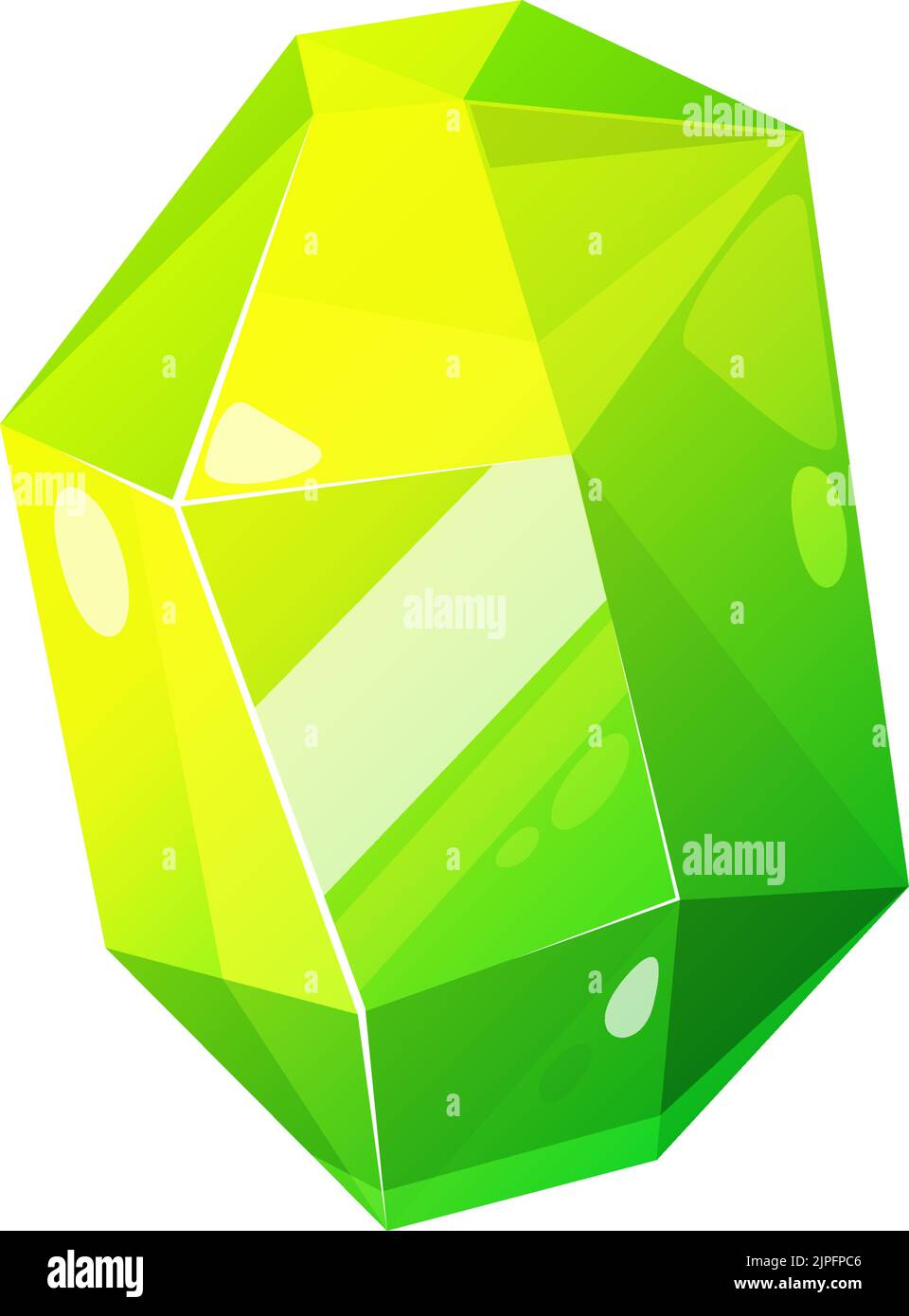 Green gemstone crystal, vector jewel gem. Emerald yellow mineral ...