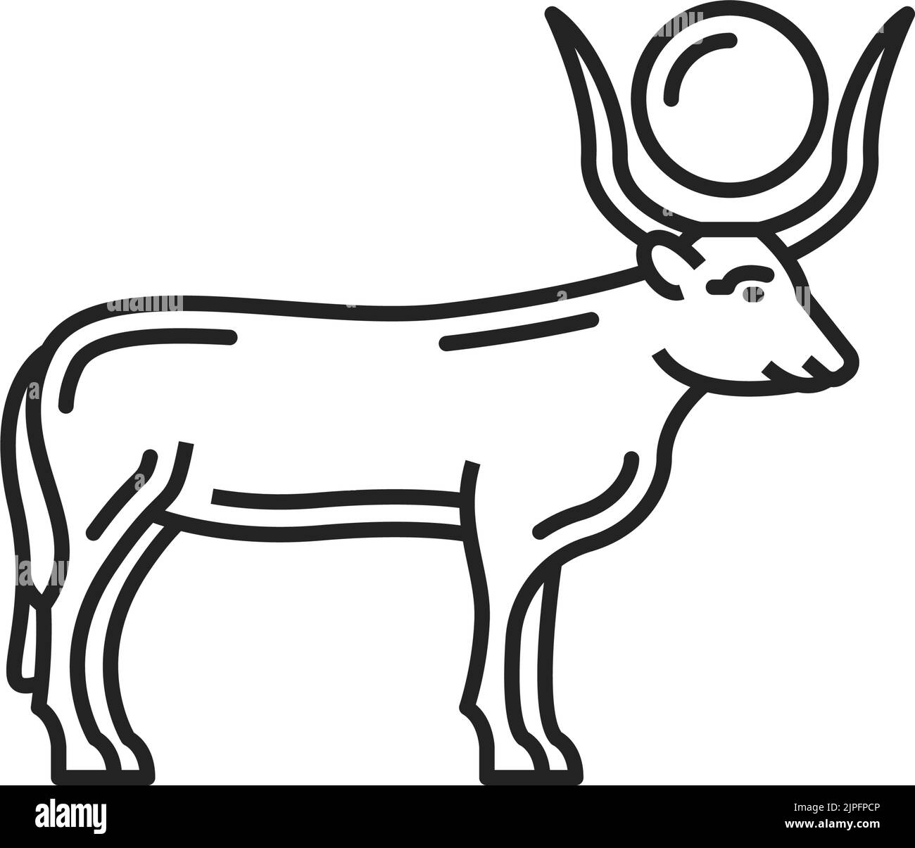 Egyptian god Apis or Hapis isolated outline vector icon, monochrome ...
