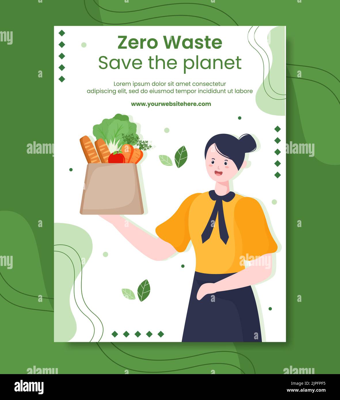 Zero Waste Poster Template Hand Drawn Cartoon Flat Illustration Stock ...