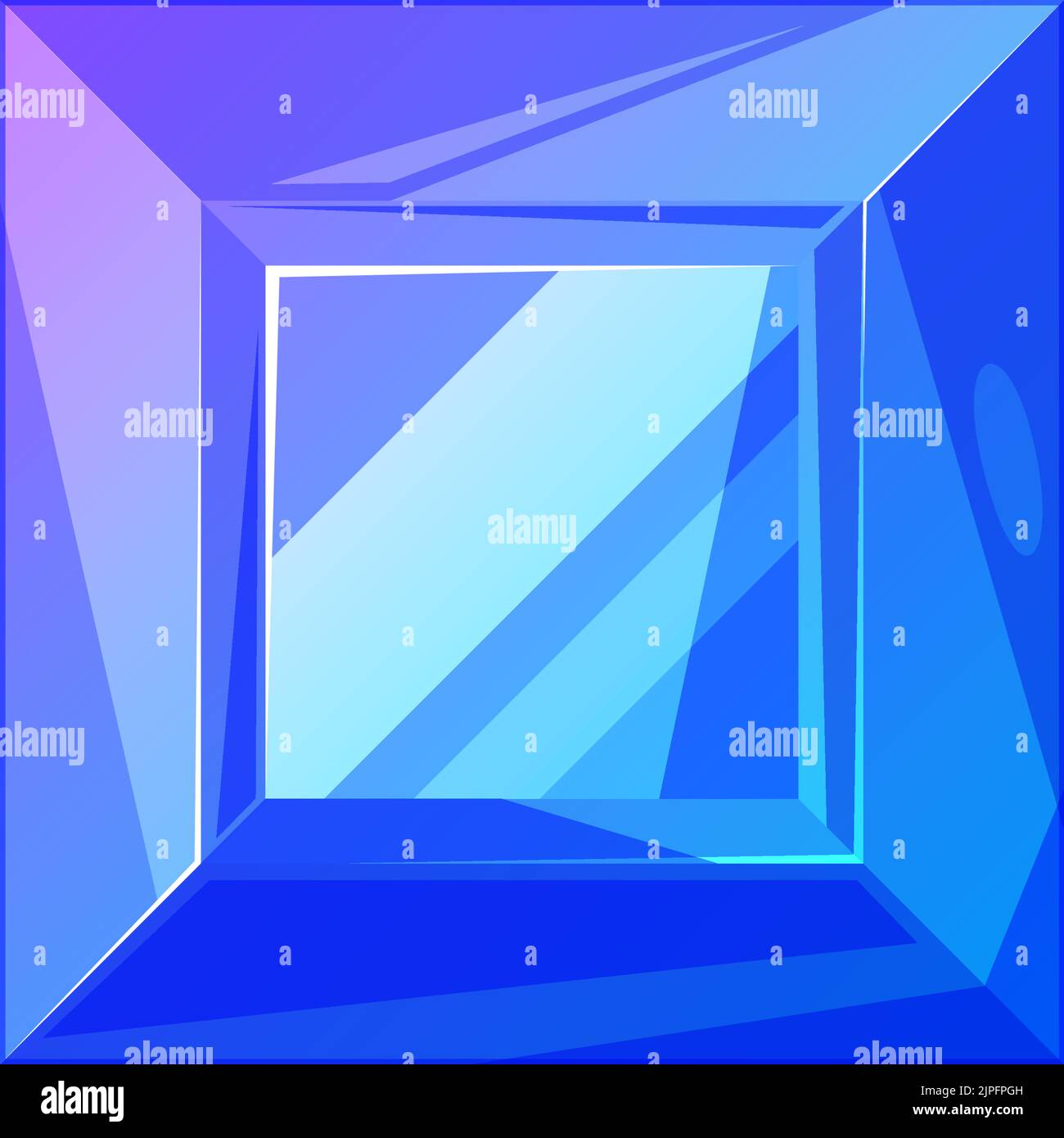 Sapphire square cut isolated gemstone. Vector blue precious stone ...