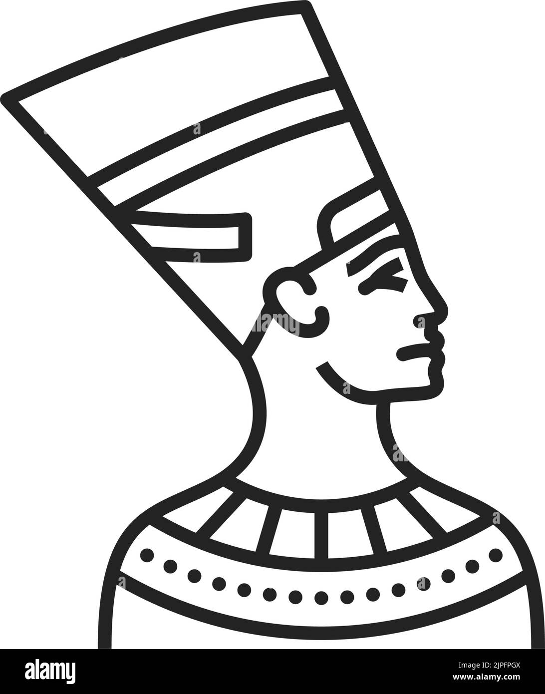 Nefertiti Isolated Outline Vector Icon Ancient Egyptian Queen And