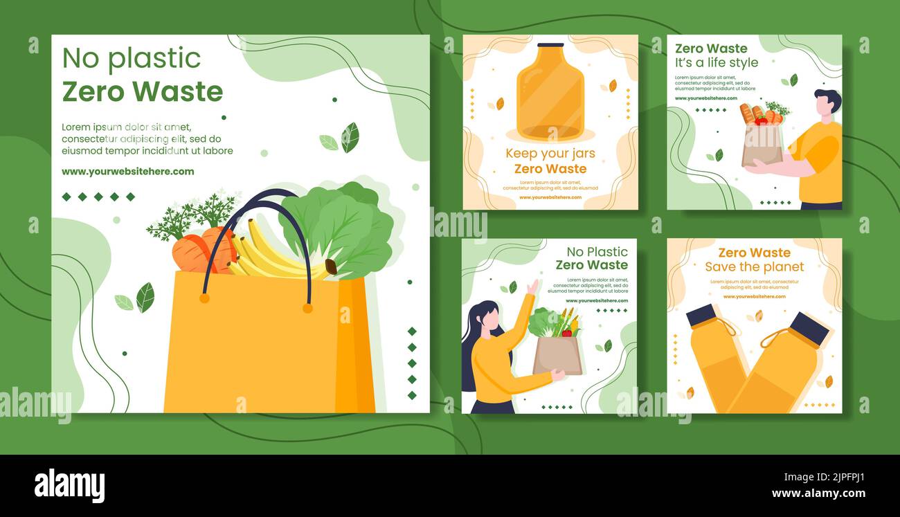 Zero Waste Social Media Post Template Hand Drawn Cartoon Flat ...