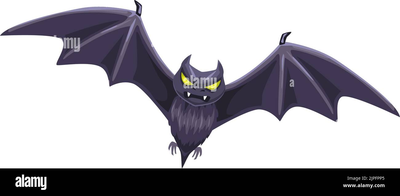 Flittermouse isolated cartoon Halloween character. Vector flying bat ...