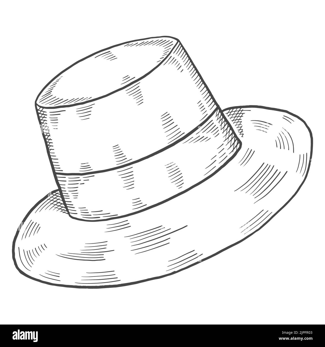 fishing hat isolated doodle hand drawn sketch with outline style vector ...