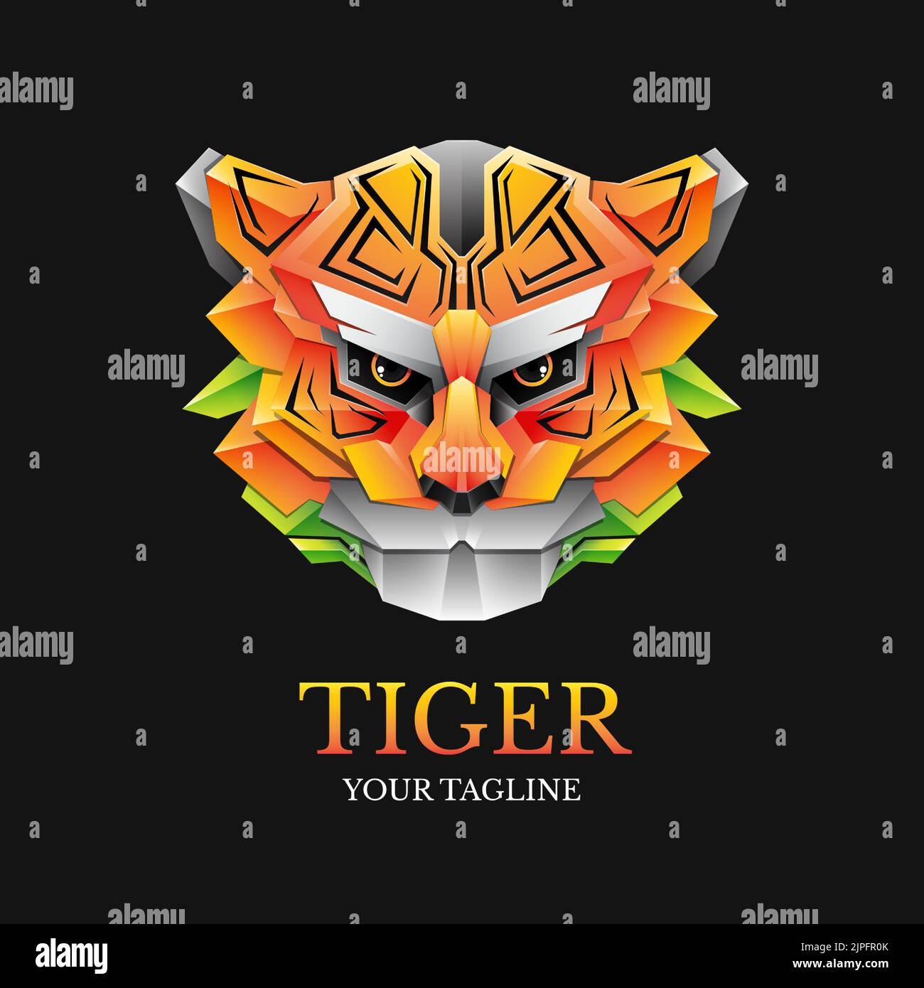 Tiger head vector illustration logo template colorful gradient style ...
