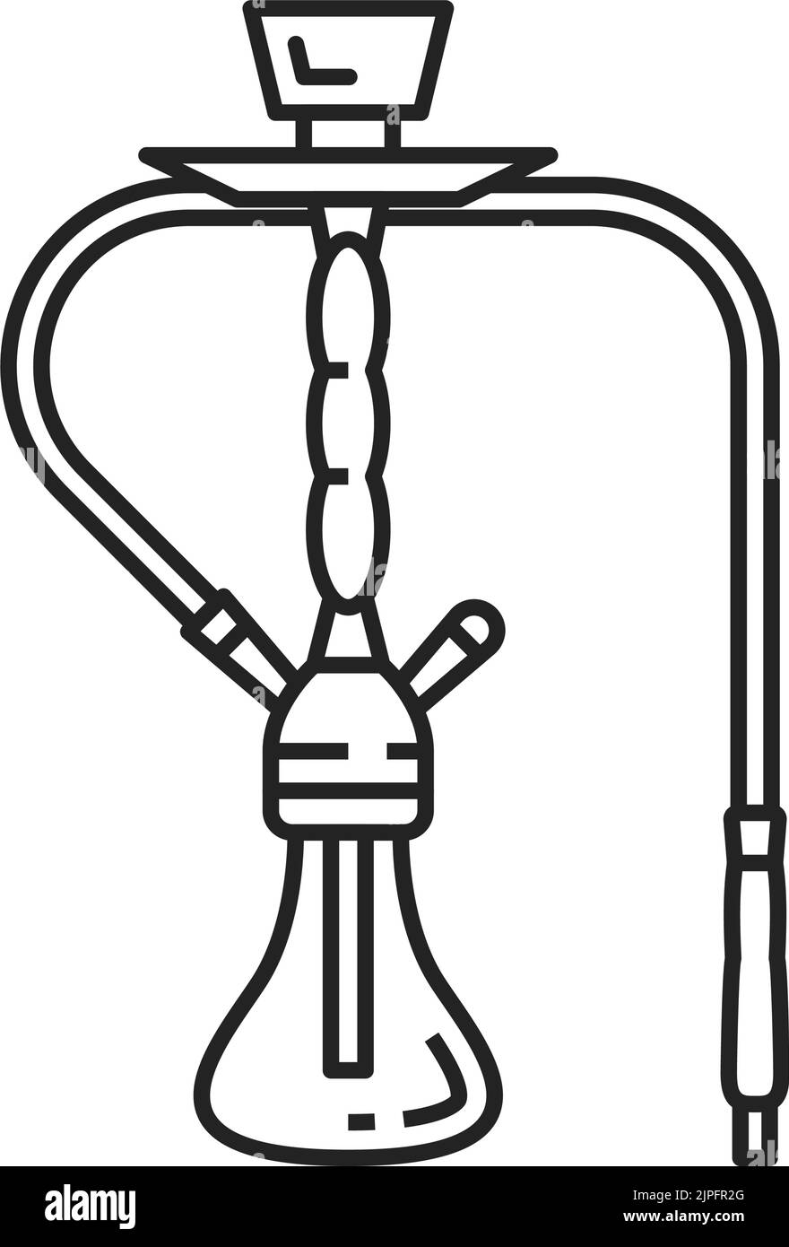 Hookah or Egyptian shisha. Ancient Egypt smoking pipe, vector line icon ...