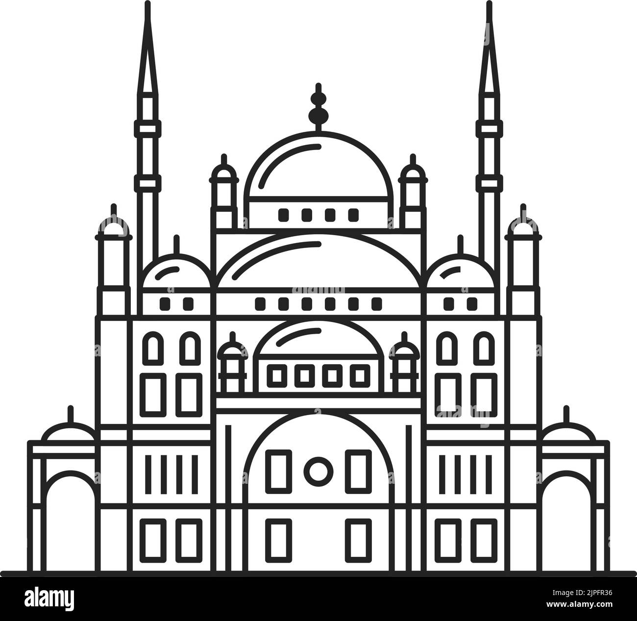 Mosque of Egypt, ancient Egyptian and Arabic Islamic landmarks, vector ...