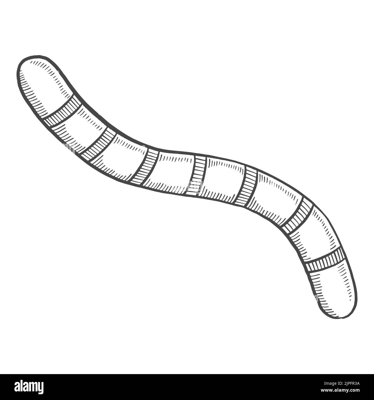 fishing worm lure isolated doodle hand drawn sketch with outline style ...