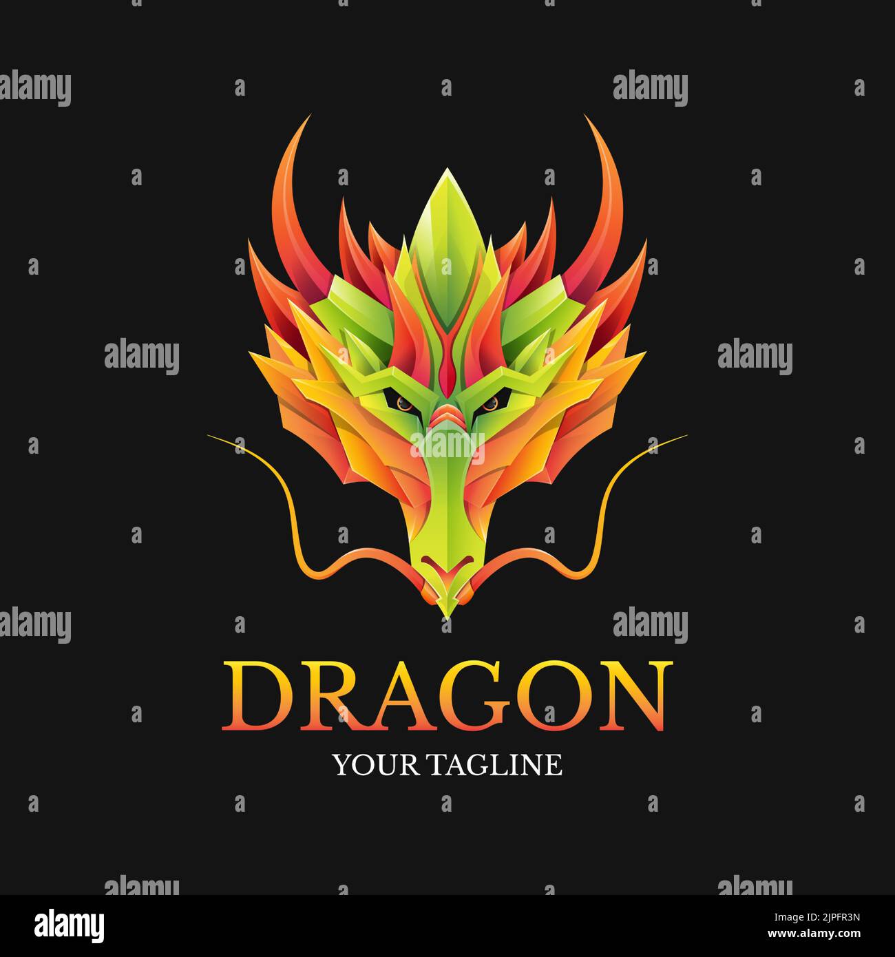 Dragon head vector illustration logo template colorful gradient style ...