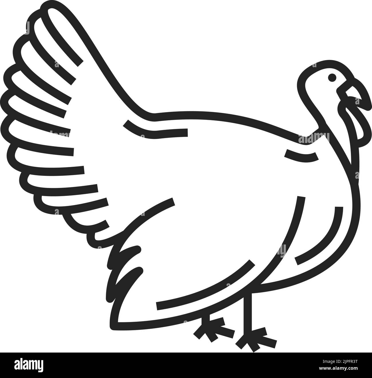 Grouse bird isolated monochrome linear icon. Vector turkey poultry ...