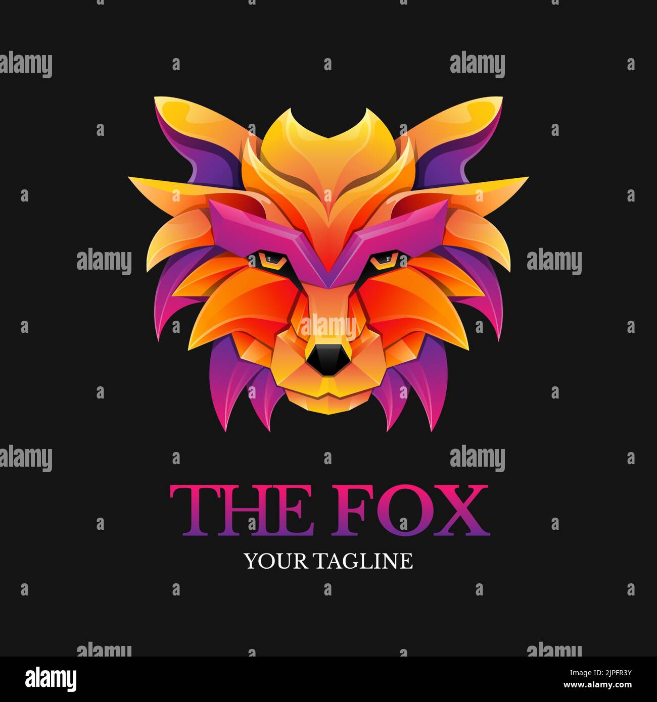 Colorful gradient style fox head vector illustration logo template Stock Vector Image & Art - Alamy
