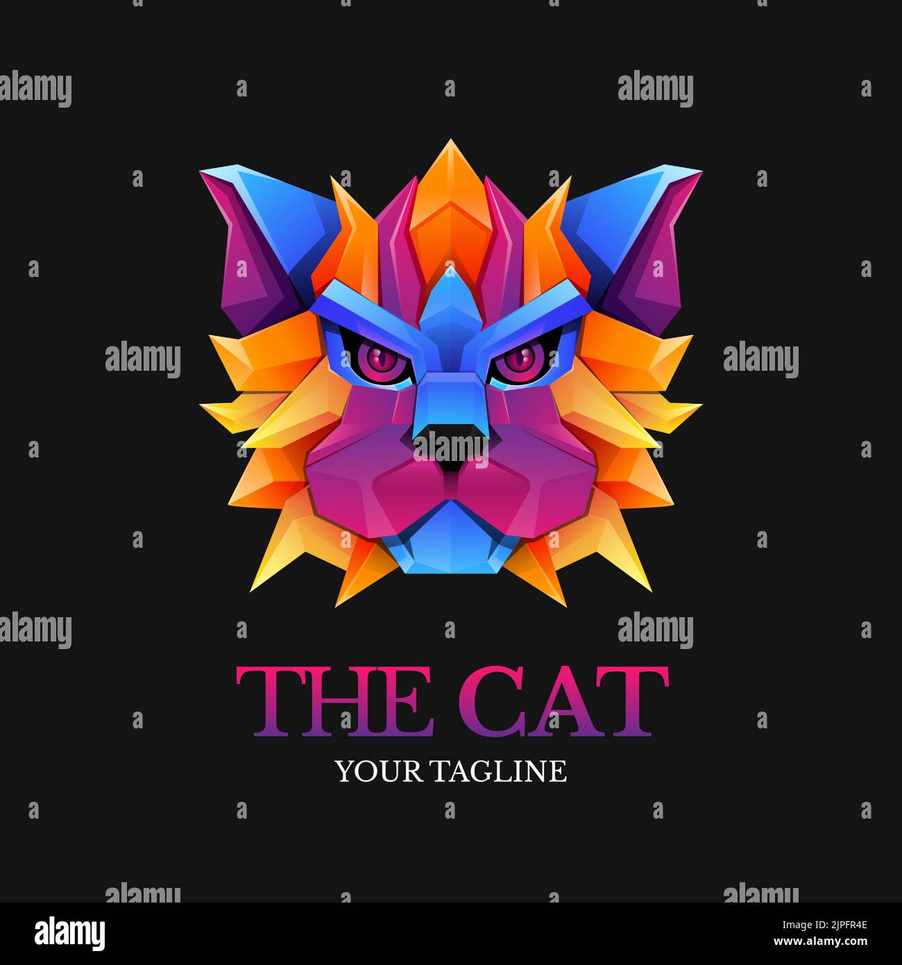 Cat head vector illustration logo template colorful gradient style ...