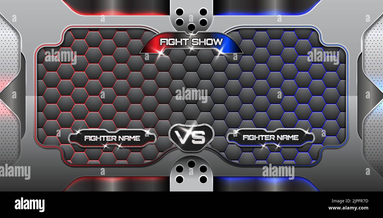 Fight sport horizontal poster with 3d realistic metallic and glossy ...