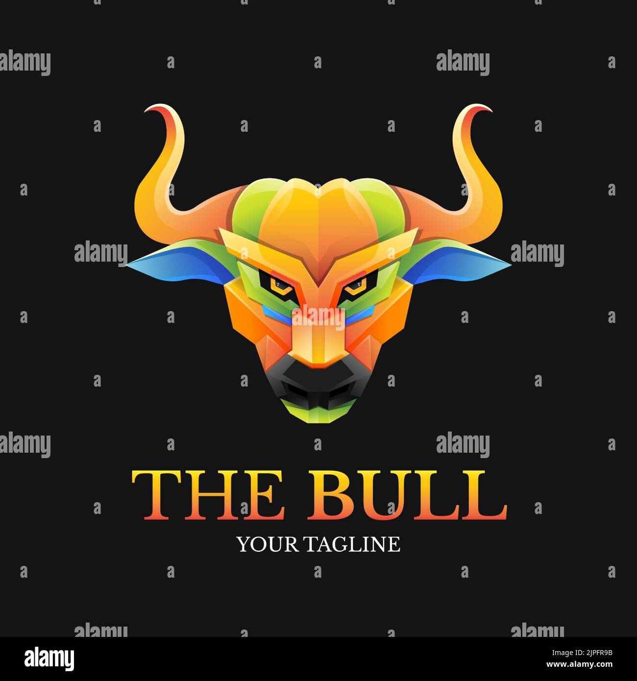 Colorful gradient style bull head vector illustration logo template ...