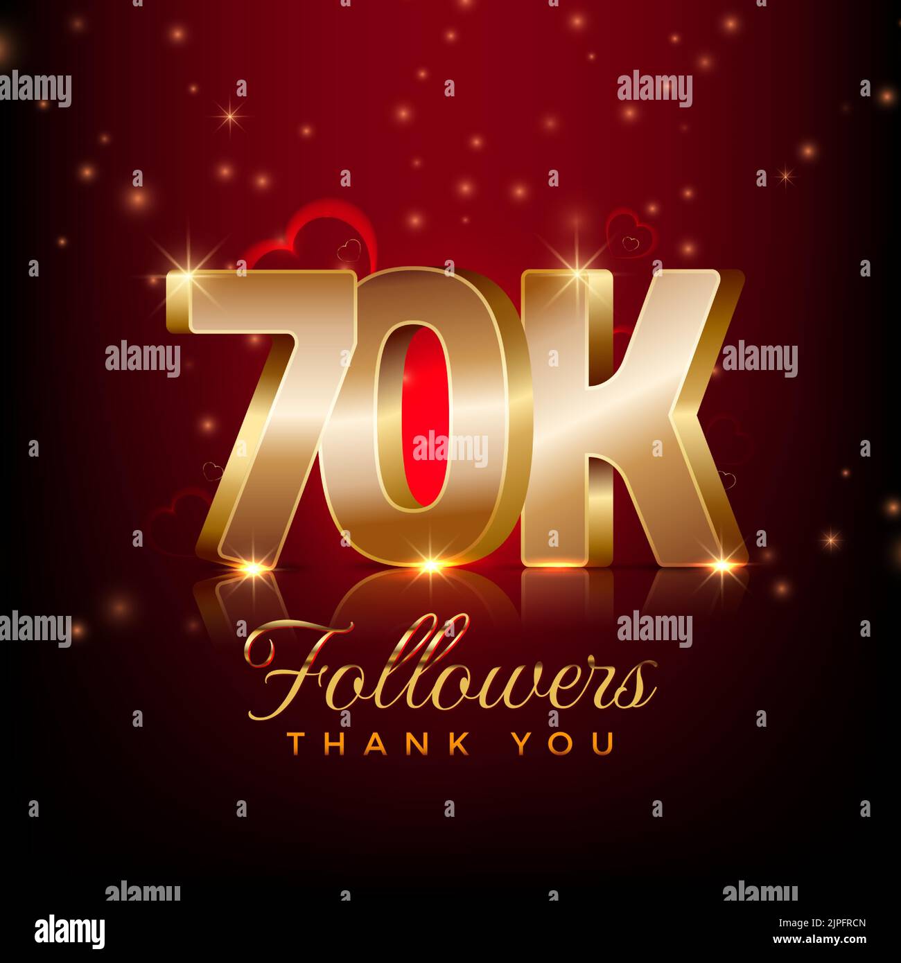 Thank you 70 thousand followers happy celebration banner 3d style red ...