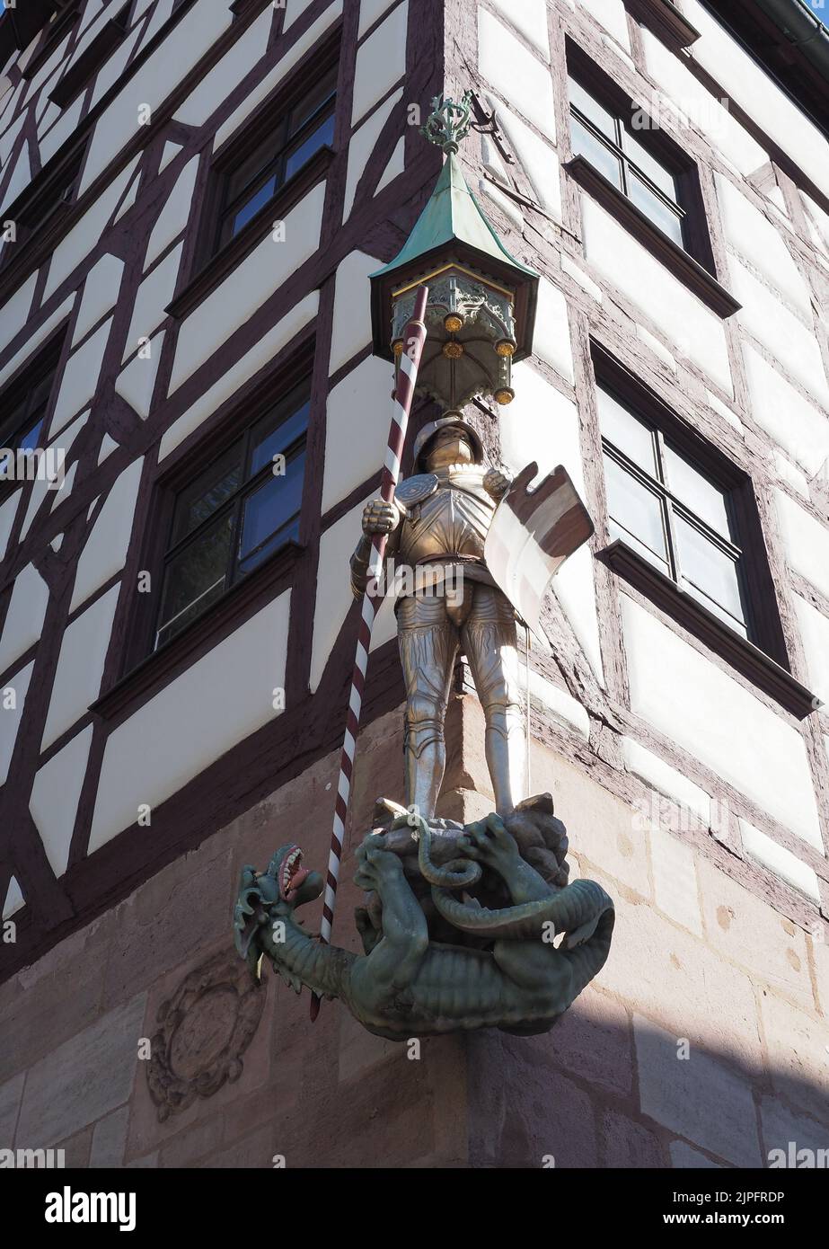 NUERNBERG, GERMANY - CIRCA JUNE 2022: Saint George and the Dragon ...