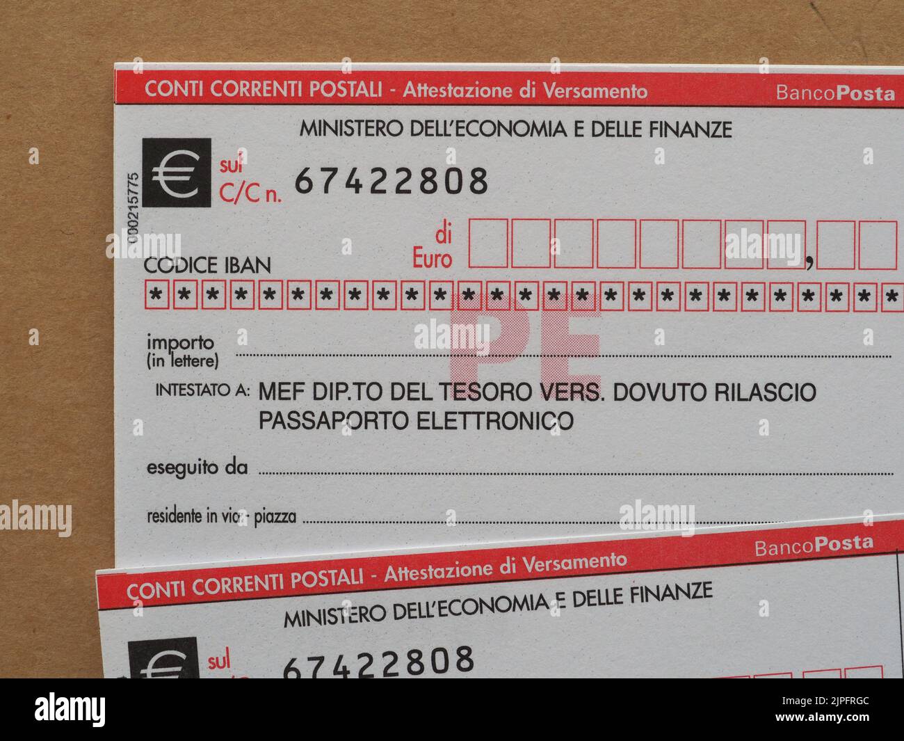 ROME, ITALY - CIRCA AUGUST 2022: Postal money order for Italian ...