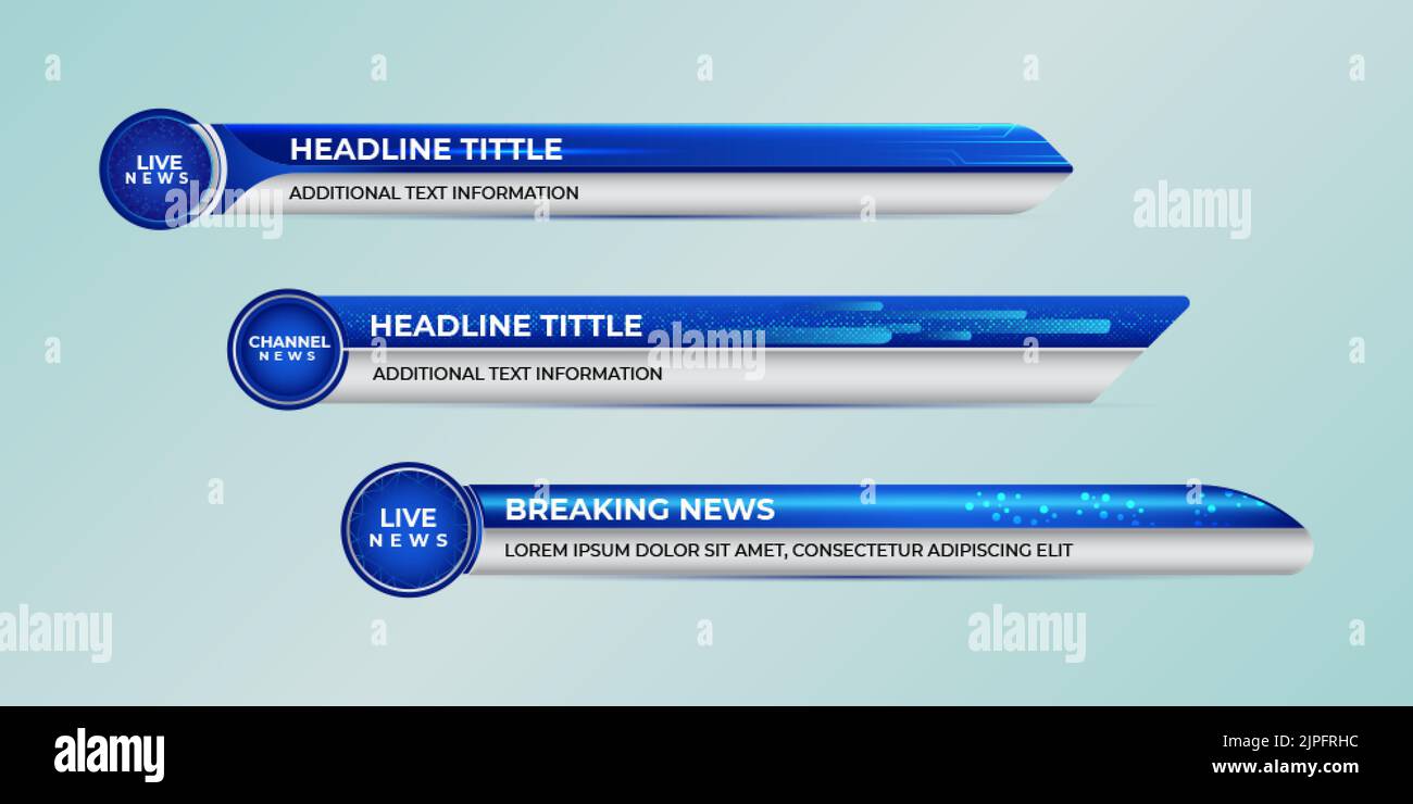 Broadcast news lower third modern banner template for television, video ...