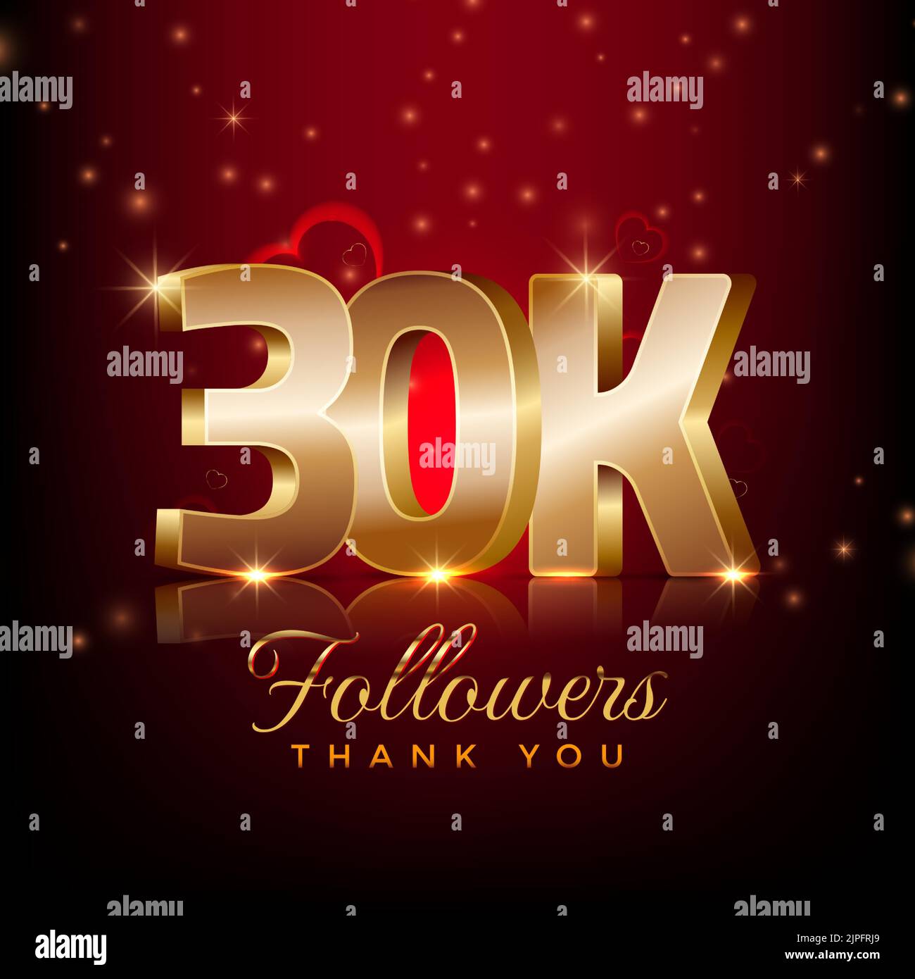 Thank you 30 thousand followers happy celebration banner 3d style red ...