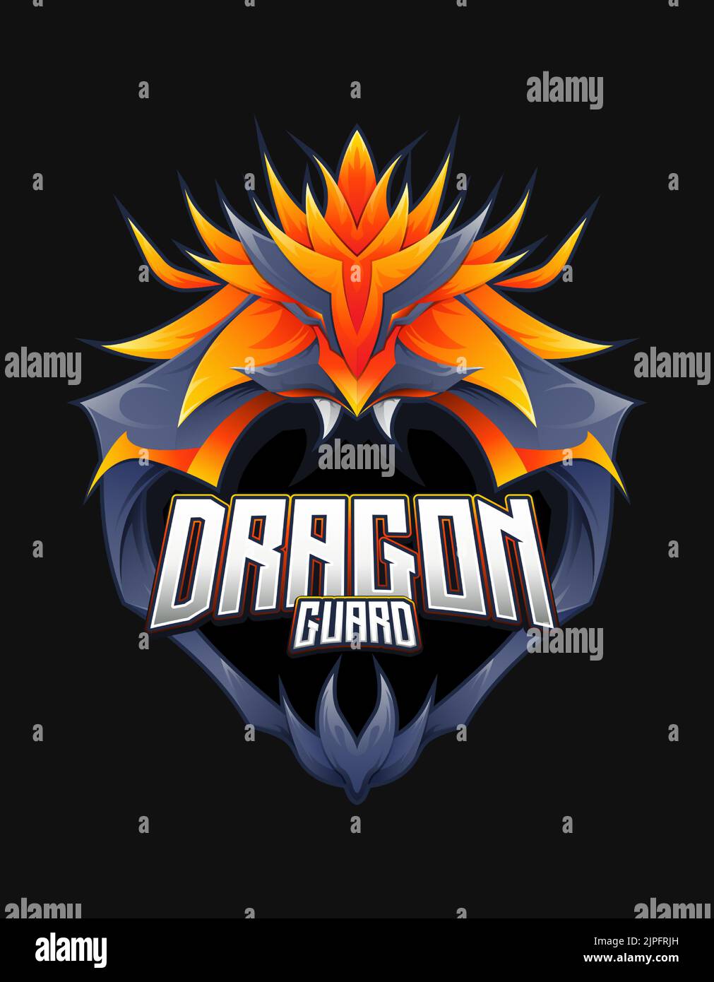 Dragon head and shield for e-sport gaming logo vector design Stock ...
