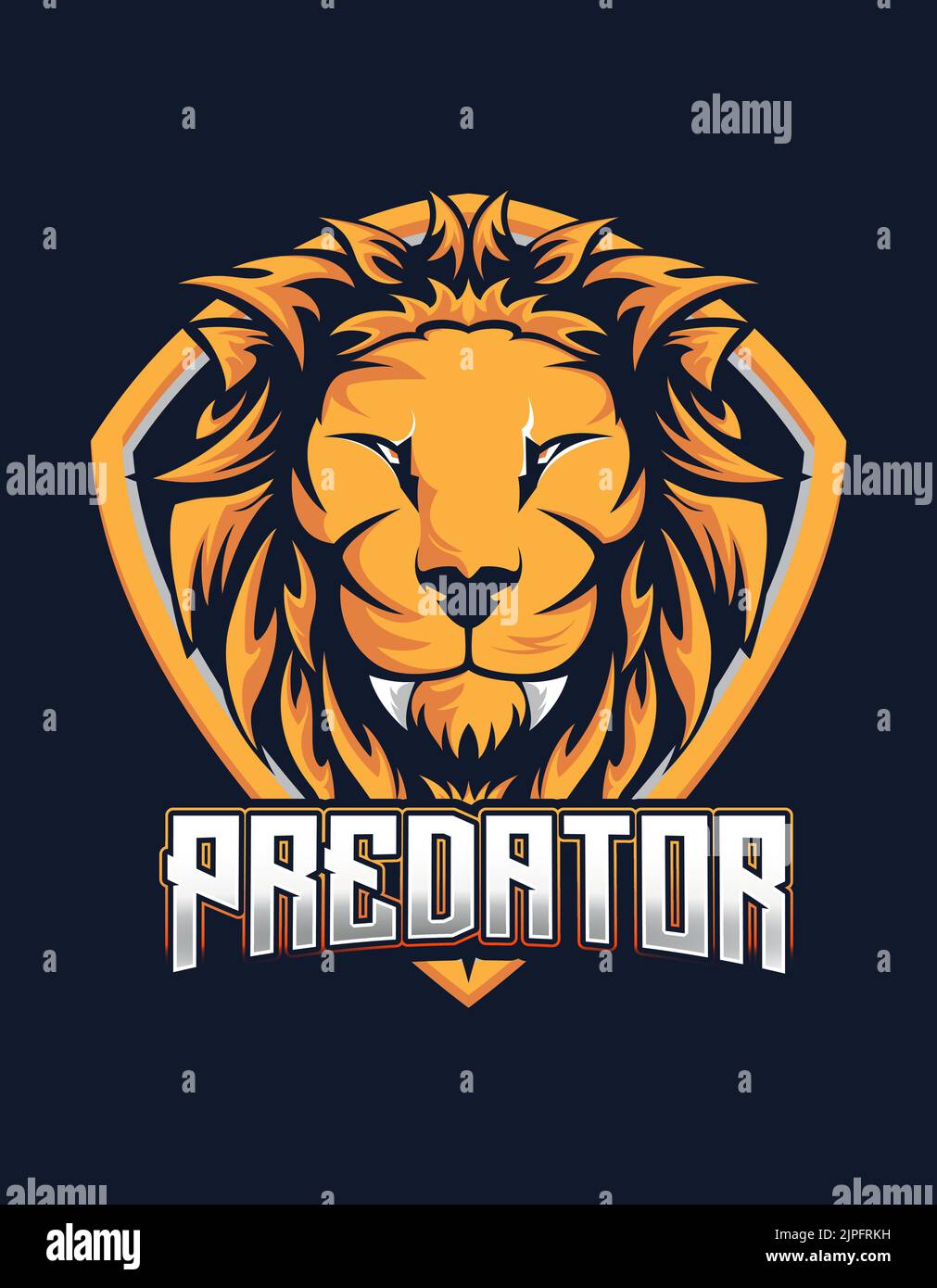 Lion mascot with shield for e-sport gaming logo vector design Stock ...